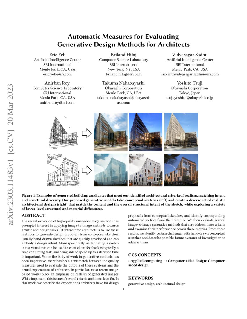 Automatic Measures for Evaluating Generative Design Methods for Architects | DeepAI