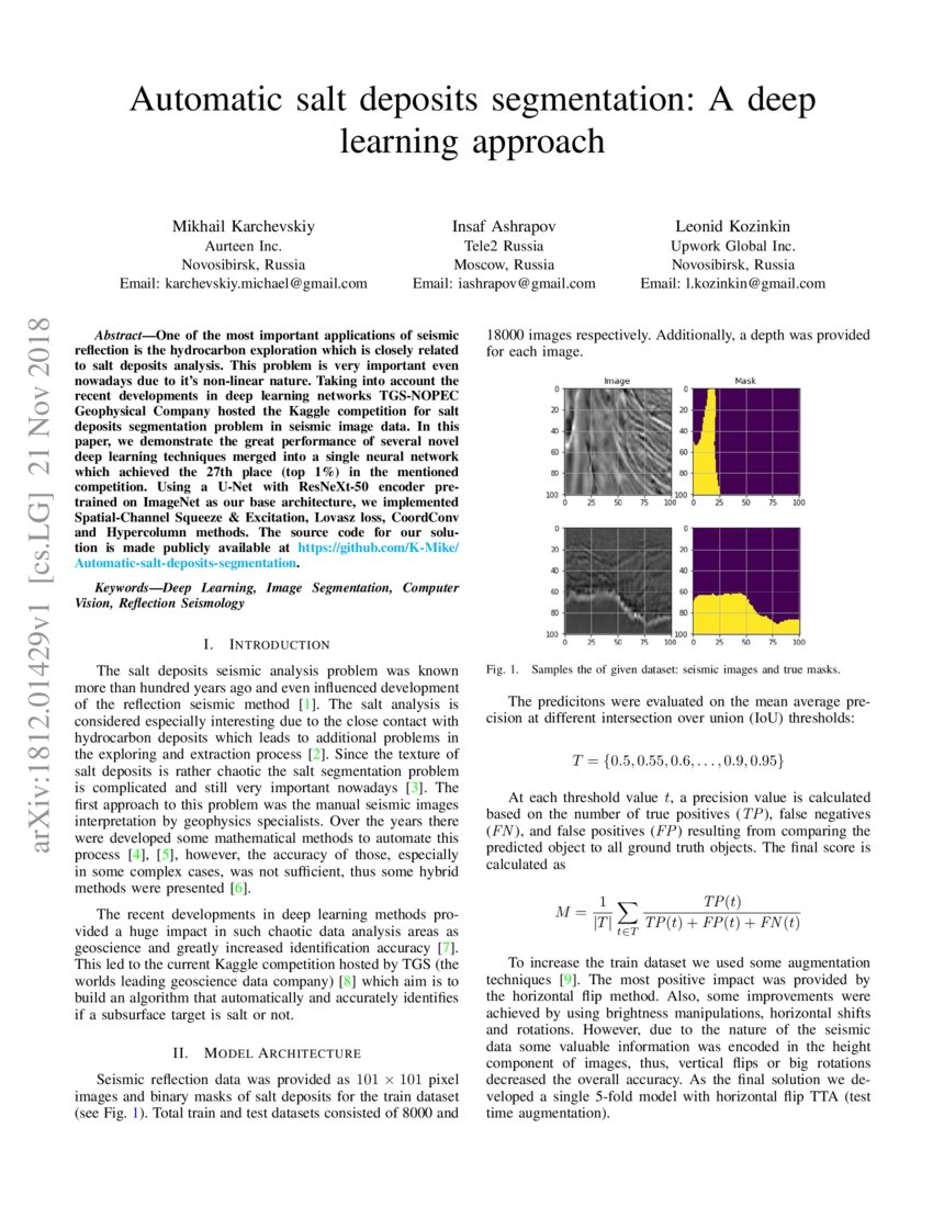 Automatic salt deposits segmentation: A deep learning approach | DeepAI