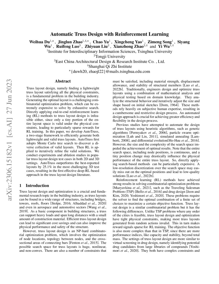 Automatic Truss Design with Reinforcement Learning | DeepAI