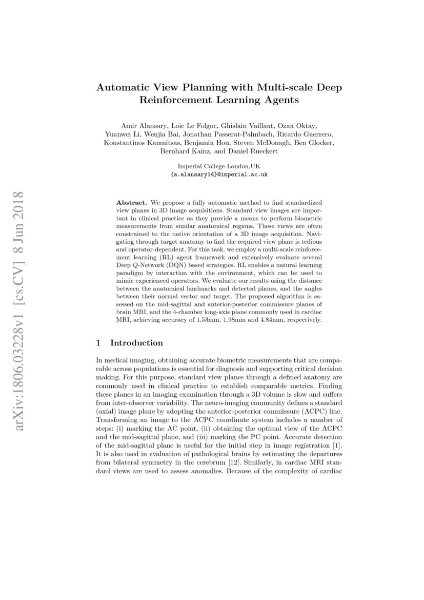 Automatic View Planning With Multi Scale Deep Reinforcement Learning