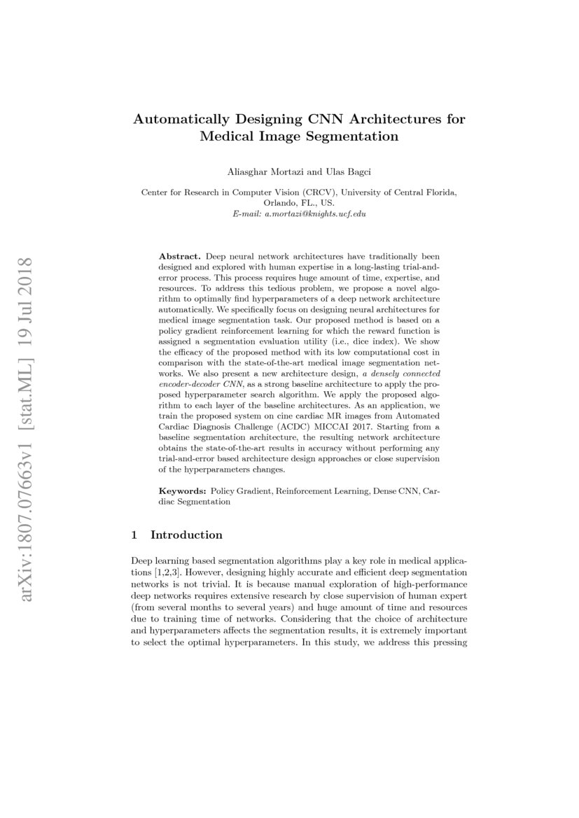 Automatically Designing CNN Architectures for Medical Image Segmentation | DeepAI
