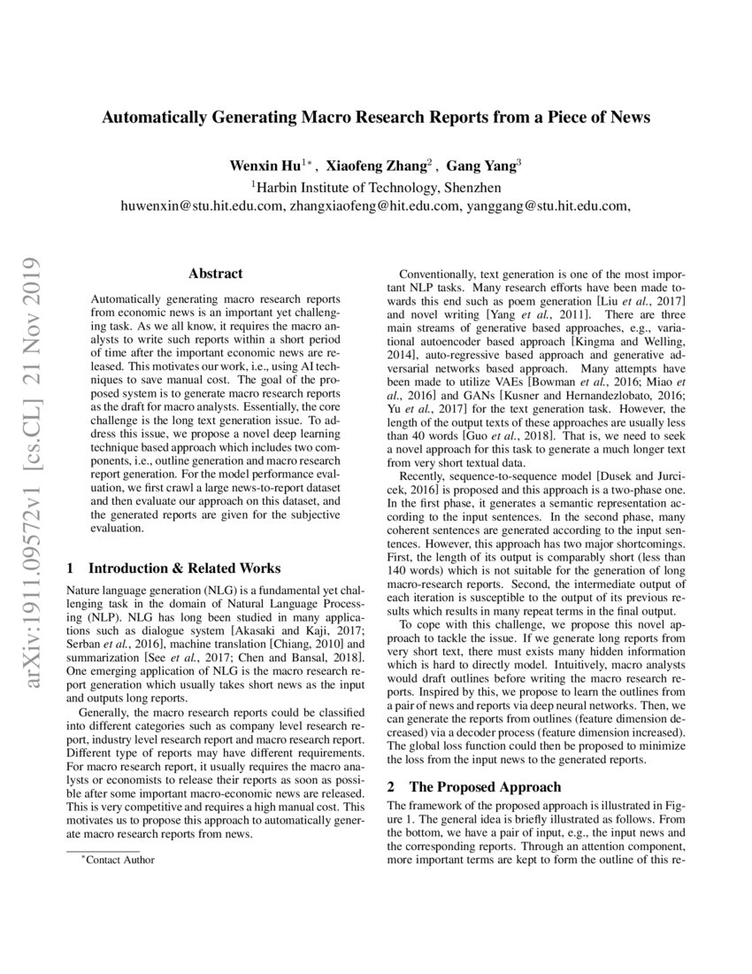 Automatically Generating Macro Research Reports from a Piece of News ... Automatically Generating Macro Research Reports from a Piece of News ...