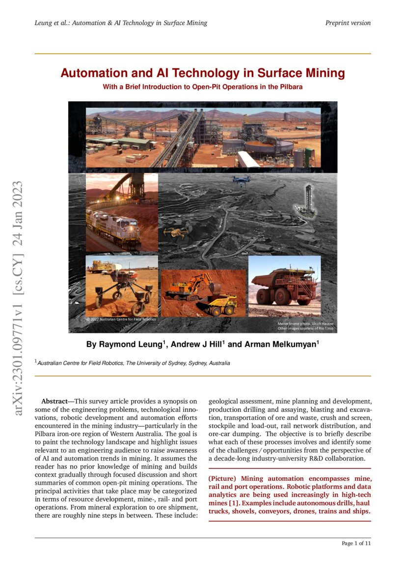 Automation and AI Technology in Surface Mining With a Brief Introduction to Open-Pit Operations ...