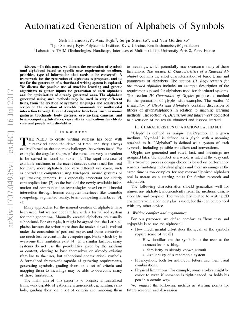Automatized Generation of Alphabets of Symbols | DeepAI