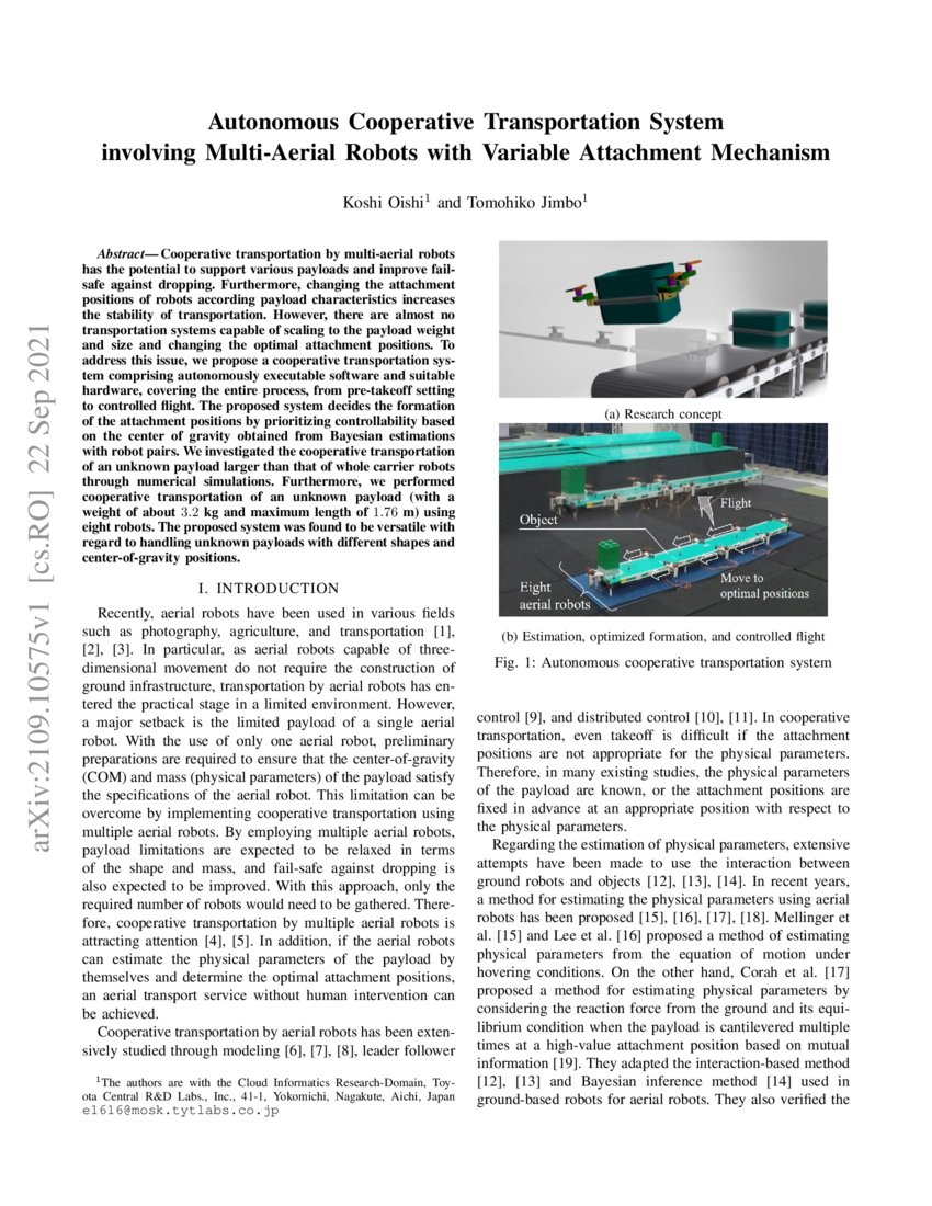 Autonomous Cooperative Transportation System involving Multi-Aerial Robots with Variable ...