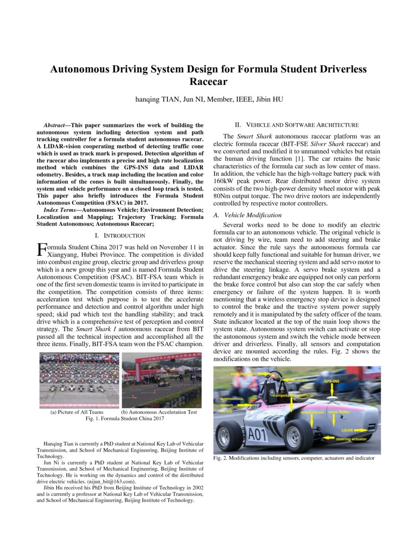 Autonomous Driving System Design for Formula Student Driverless Racecar | DeepAI