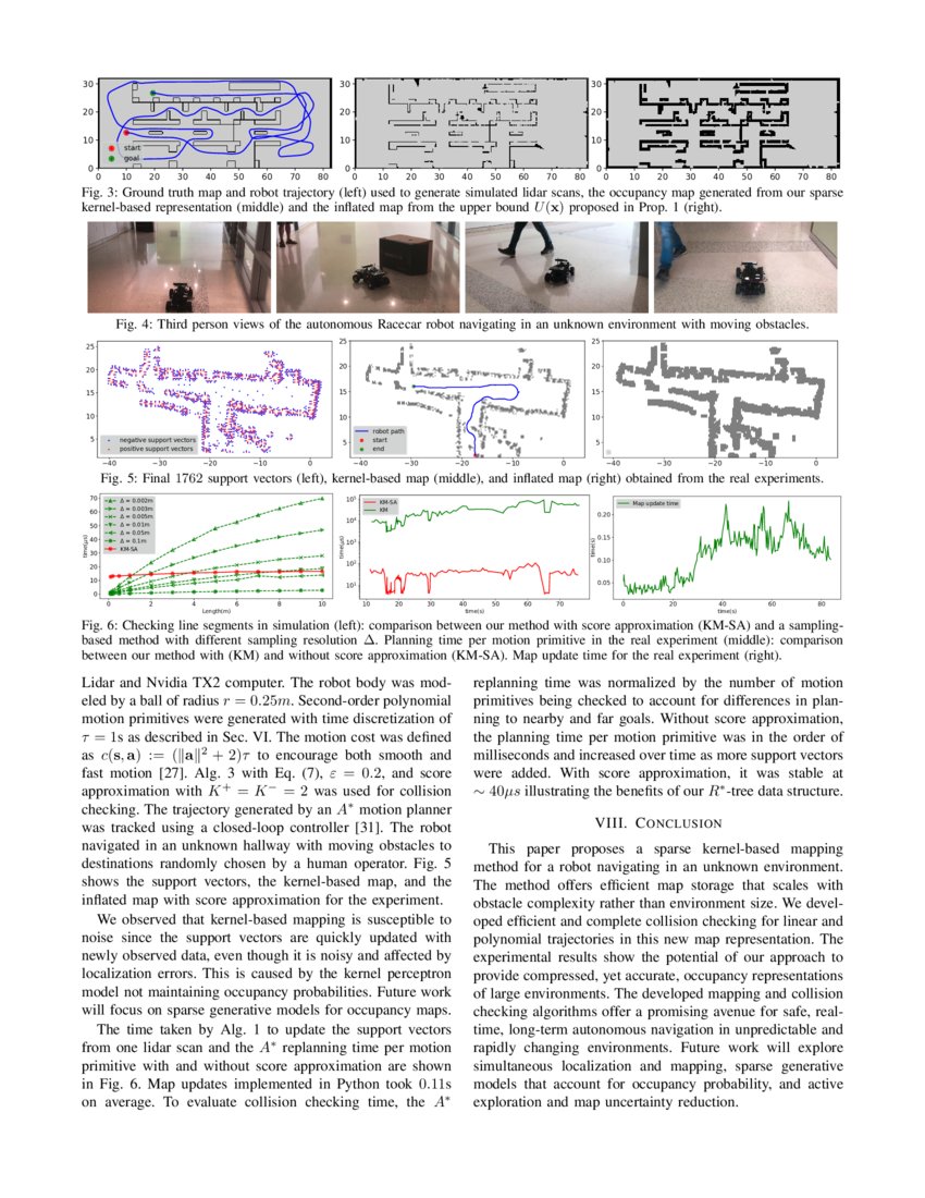 Autonomous Navigation In Unknown Environments Using Sparse Kernel Based Occupancy Mapping Deepai