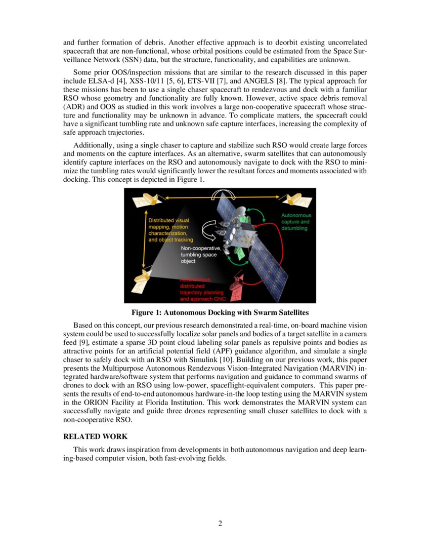 Autonomous Rendezvous With Non Cooperative Target Objects With Swarm