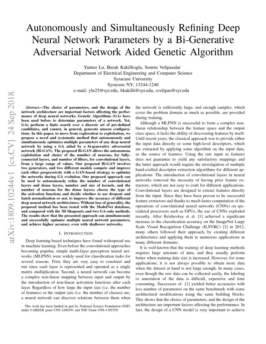 Autonomously And Simultaneously Refining Deep Neural Network Parameters By A Bi Generative