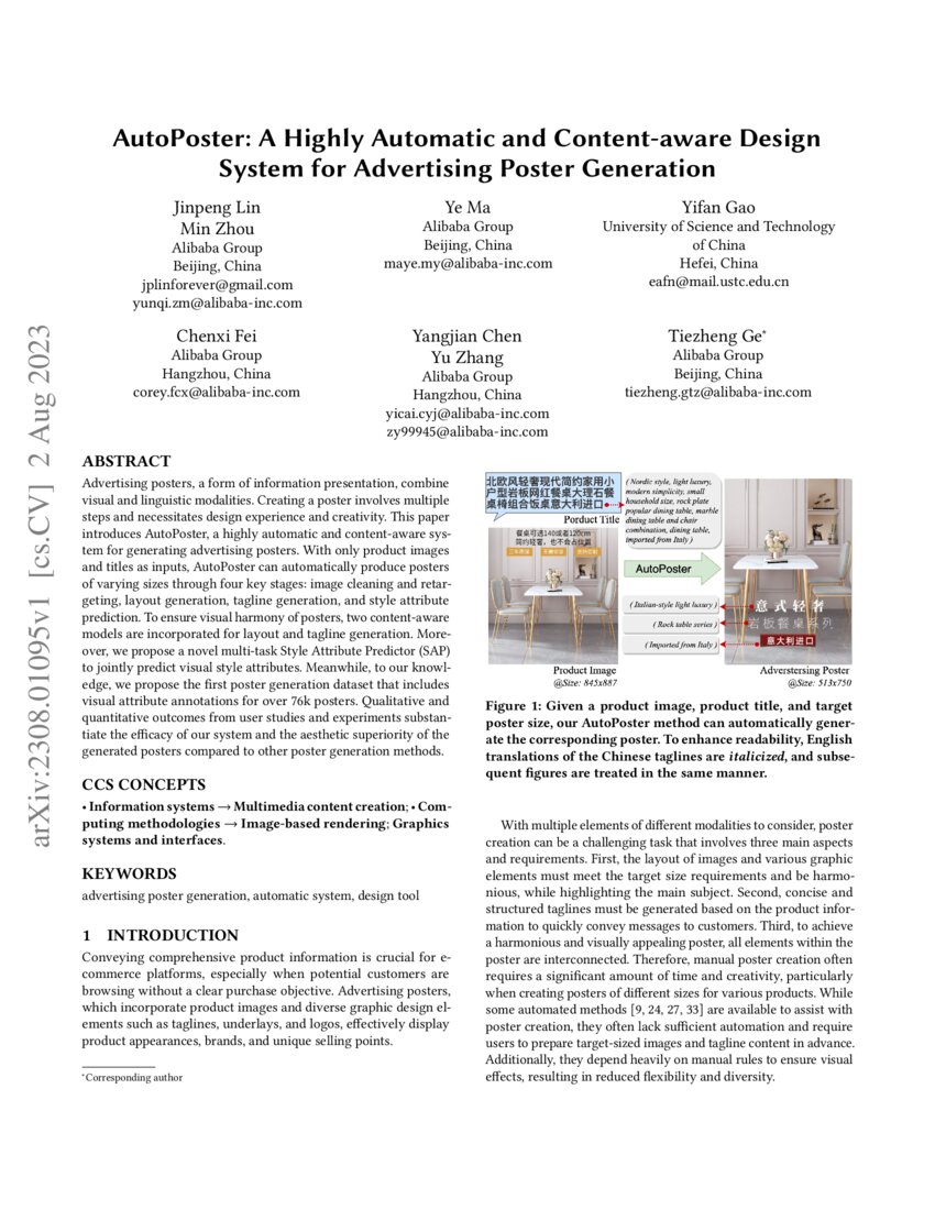 AutoPoster: A Highly Automatic and Content-aware Design System for ...