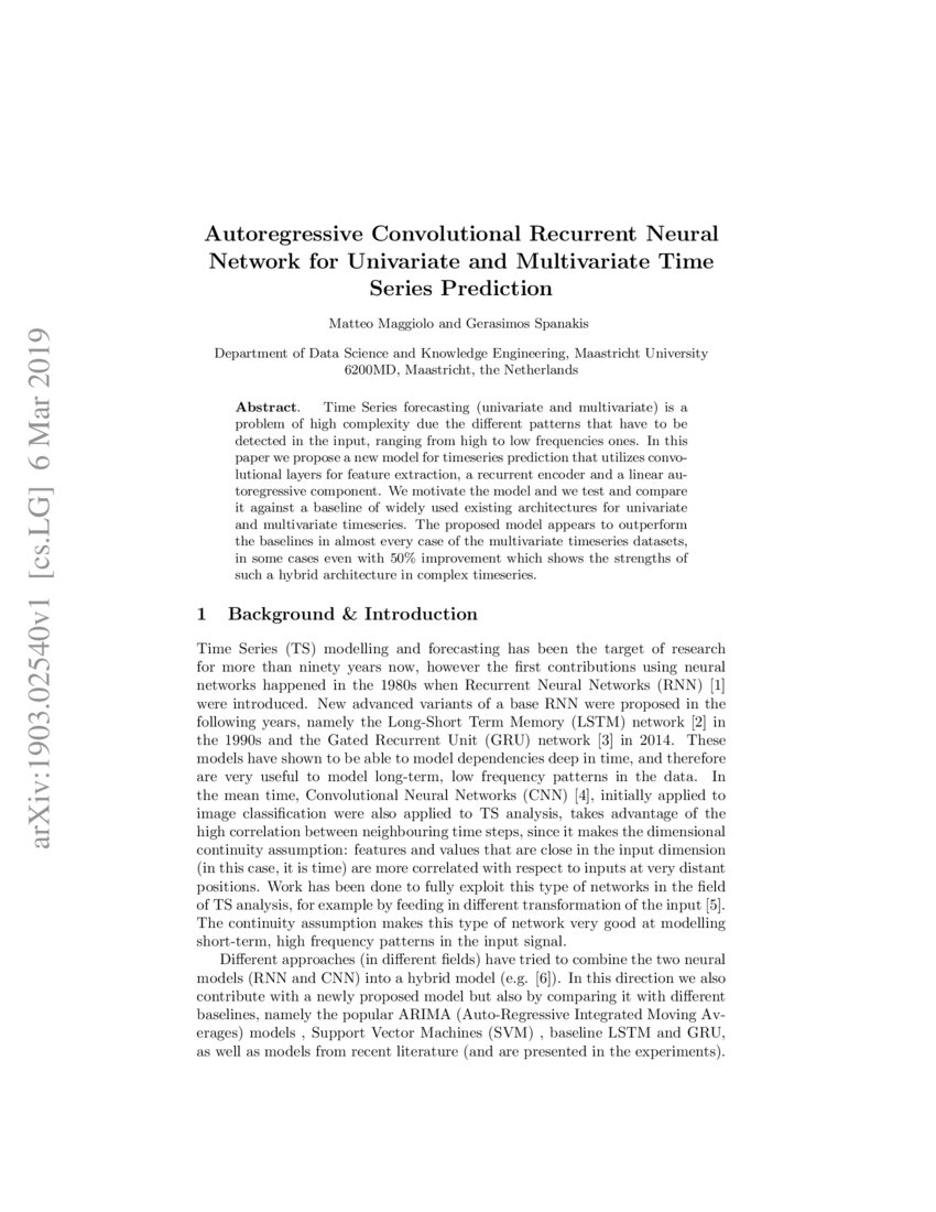 Autoregressive Convolutional Recurrent Neural Network For Univariate