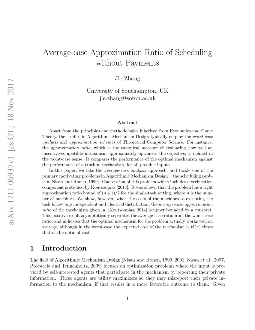 Average Case Approximation Ratio Of Scheduling Without Payments Deepai