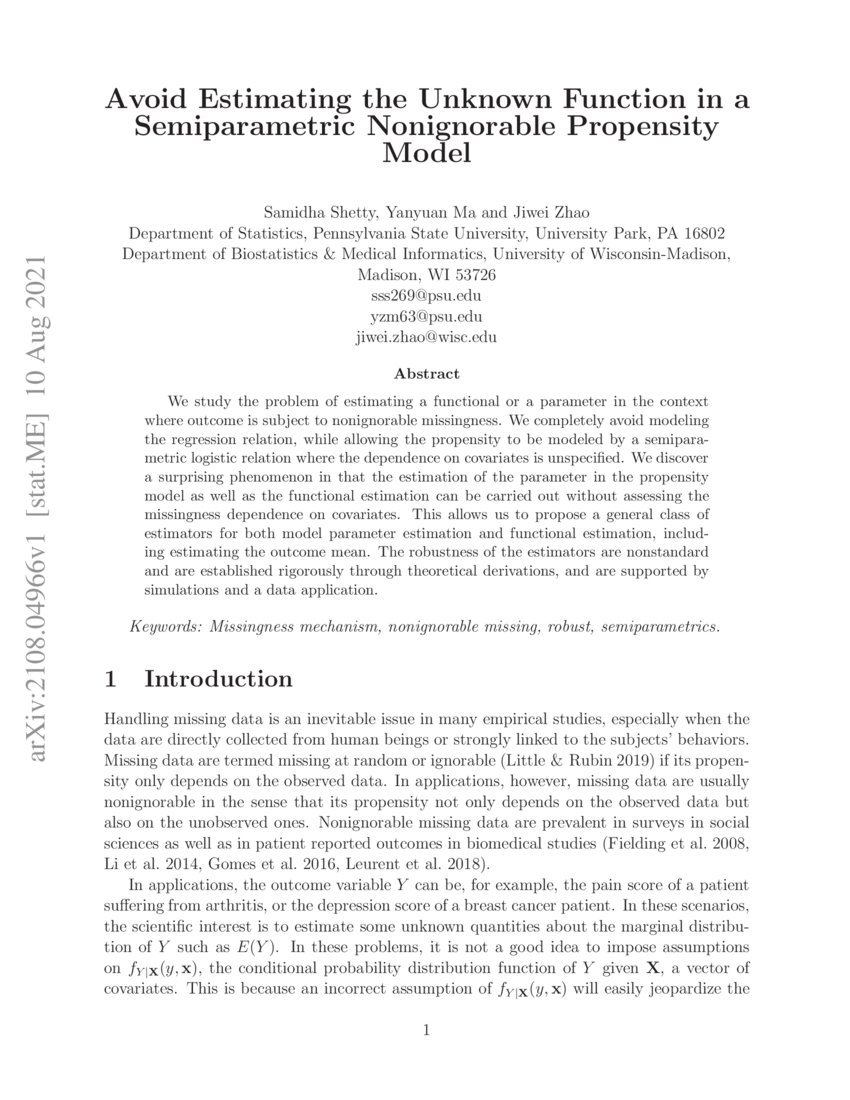 Avoid Estimating The Unknown Function In A Semiparametric Nonignorable