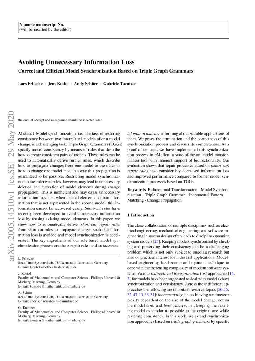 Avoiding Unnecessary Information Loss: Correct and Efficient Model Synchronization Based on ...