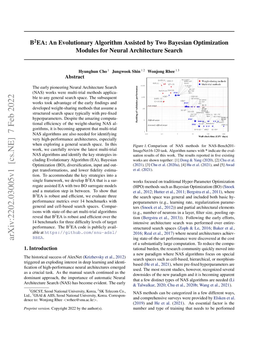 B2EA: An Evolutionary Algorithm Assisted by Two Bayesian Optimization Modules for Neural ...