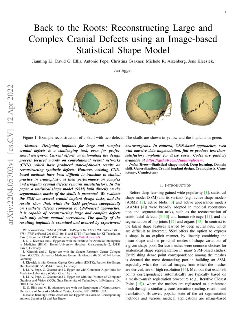 Back To The Roots Reconstructing Large And Complex Cranial Defects