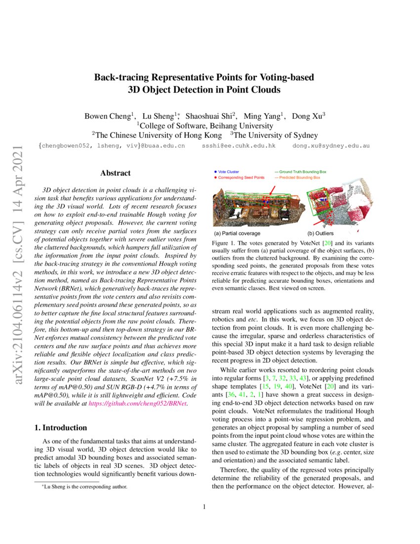 Back-tracing Representative Points for Voting-based 3D Object Detection ...