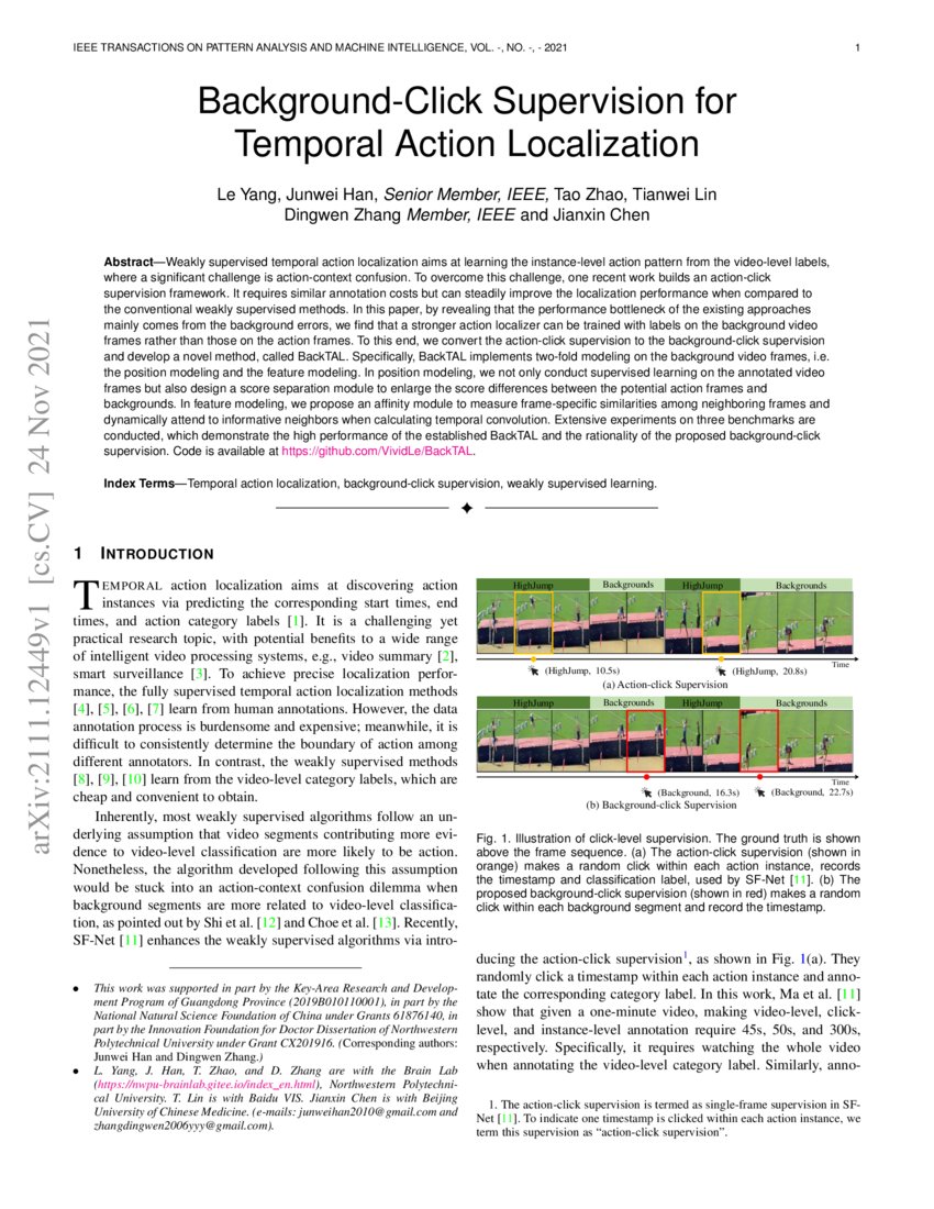 Background-Click Supervision for Temporal Action Localization | DeepAI
