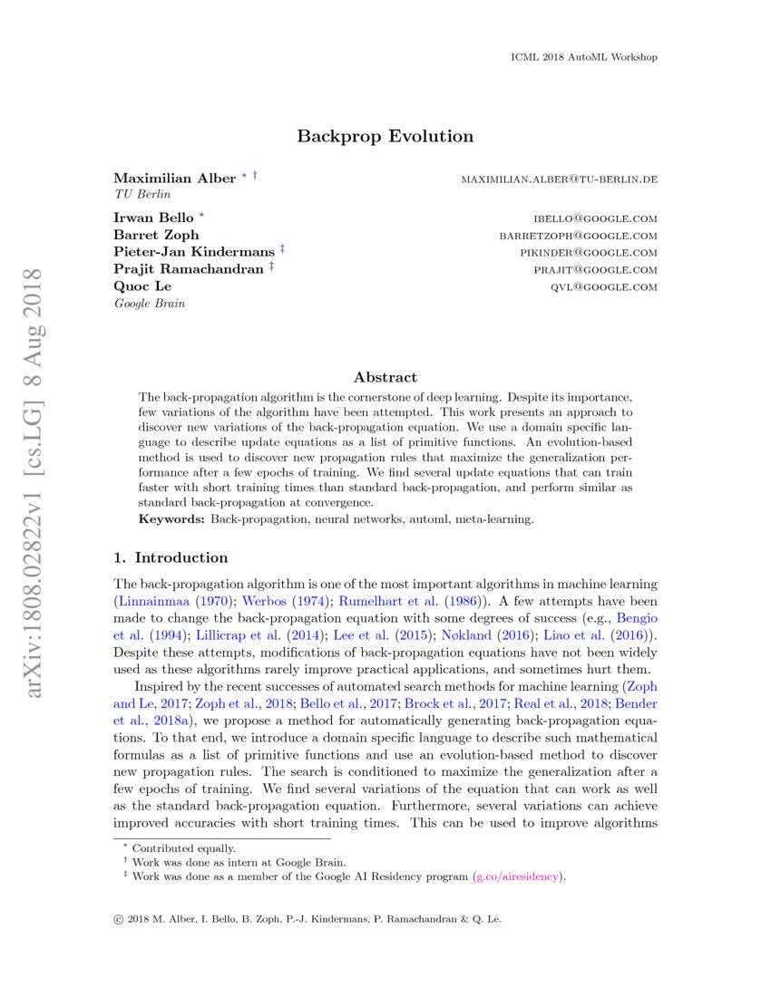 Backprop Evolution | DeepAI