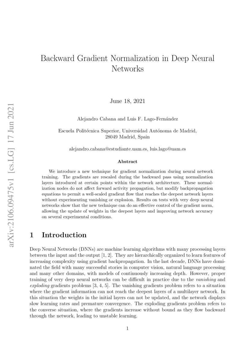 Backward Gradient Normalization in Deep Neural Networks | DeepAI