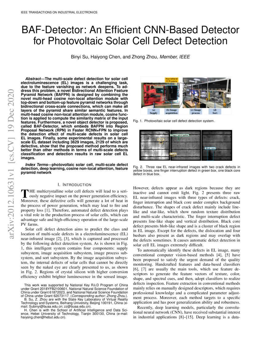BAF-Detector: An Efficient CNN-Based Detector for Photovoltaic Solar Cell Defect Detection | DeepAI