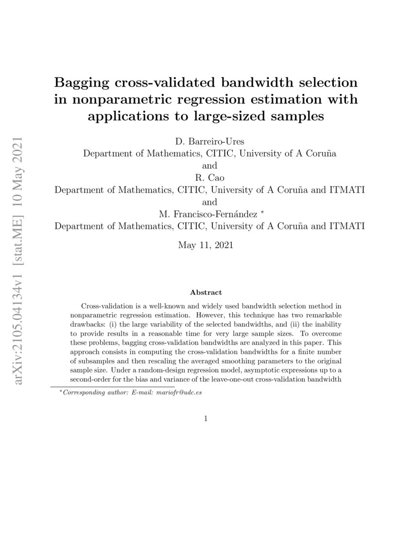 Bagging Cross Validated Bandwidth Selection In Nonparametric Regression Estimation With