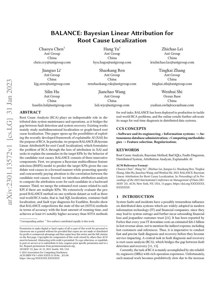 BALANCE: Bayesian Linear Attribution for Root Cause Localization | DeepAI