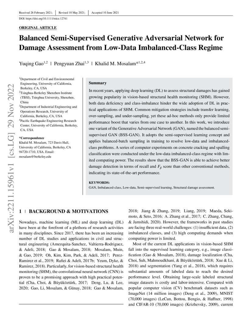 Balanced Semi-Supervised Generative Adversarial Network for Damage Assessment from Low-Data ...