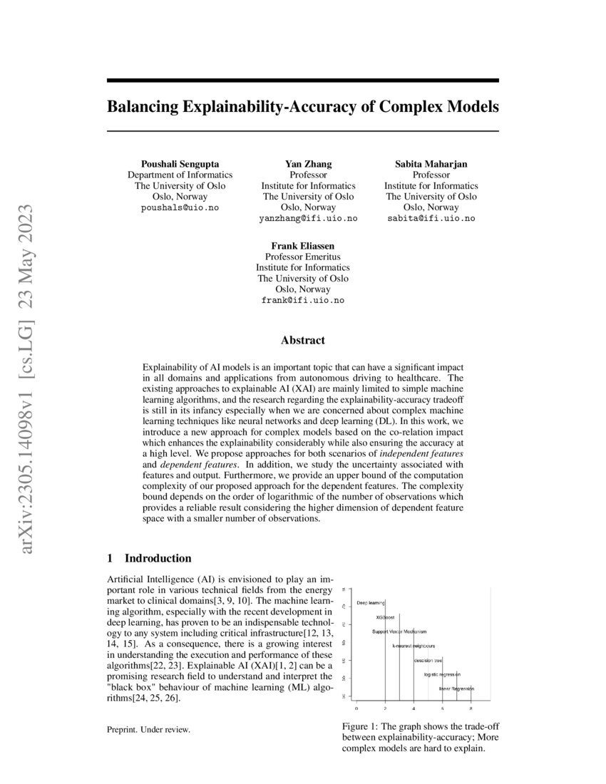 Balancing Explainability-Accuracy of Complex Models | DeepAI