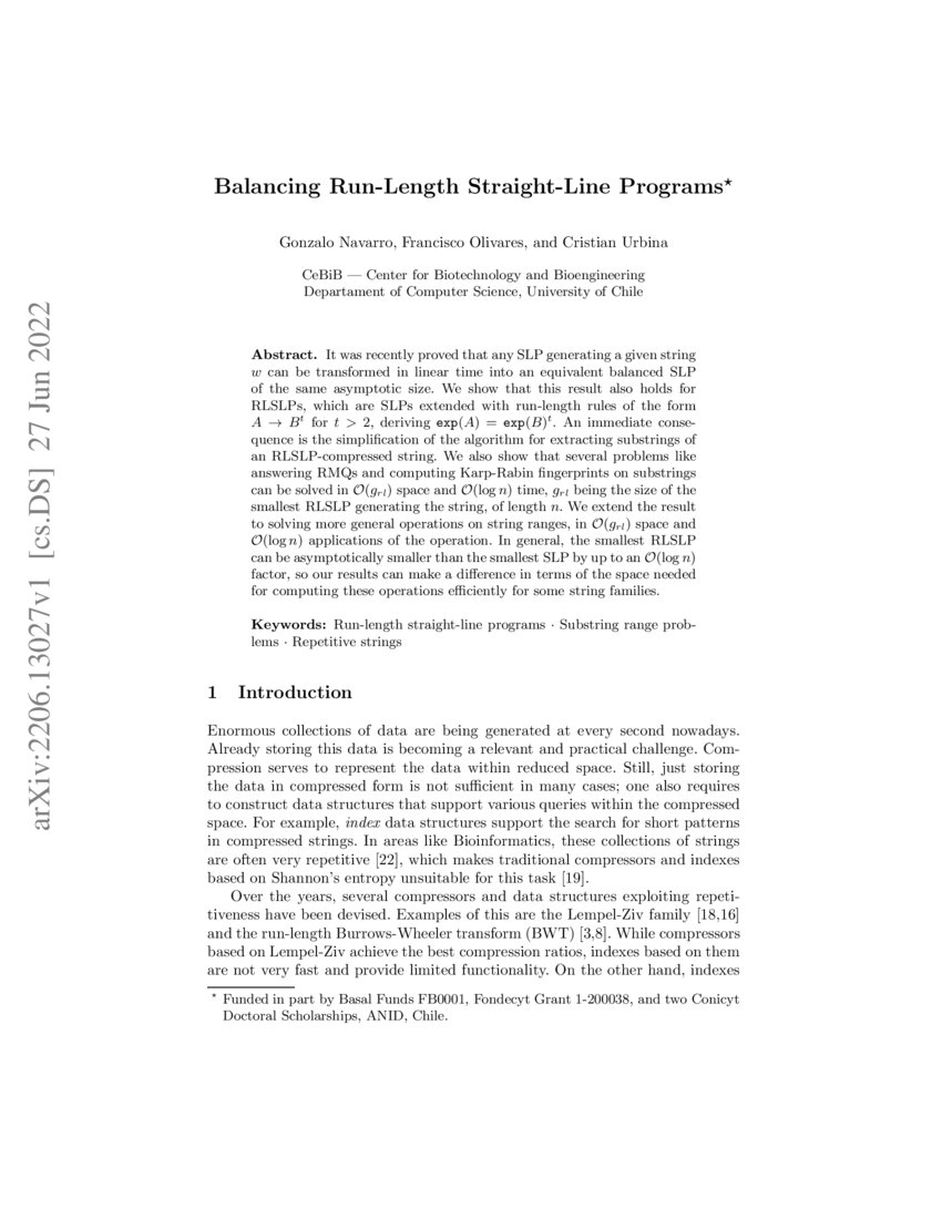 Balancing Run Length Straight Line Programs Deepai