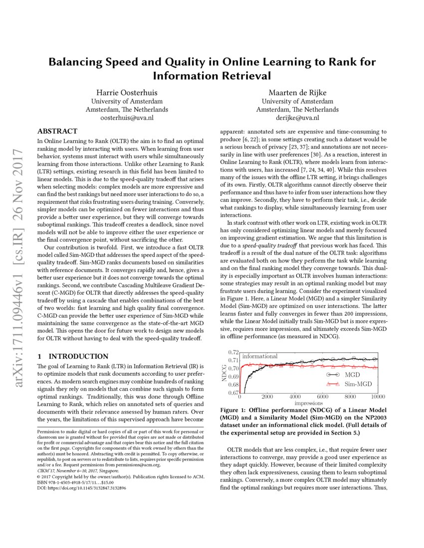 Balancing Speed and Quality in Online Learning to Rank for Information ...