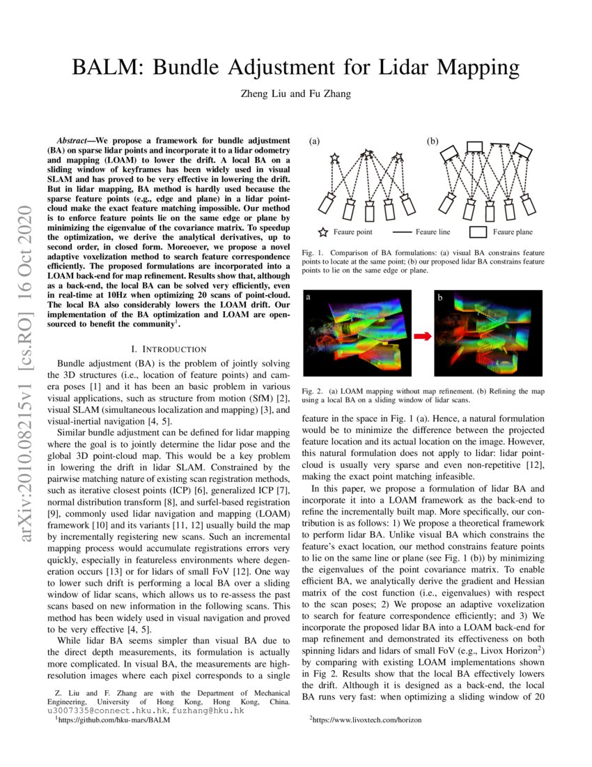 BALM: Bundle Adjustment for Lidar Mapping | DeepAI