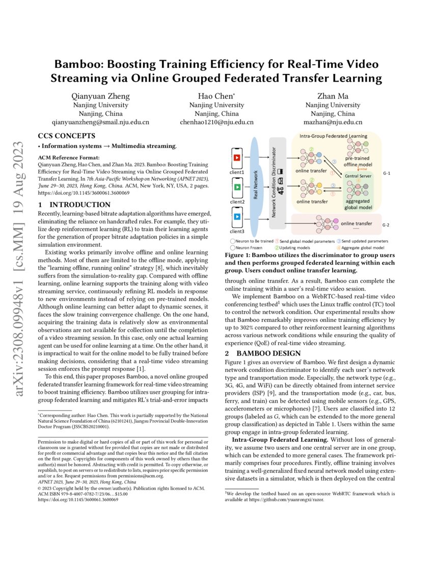 Bamboo: Boosting Training Efficiency for Real-Time Video Streaming via ...