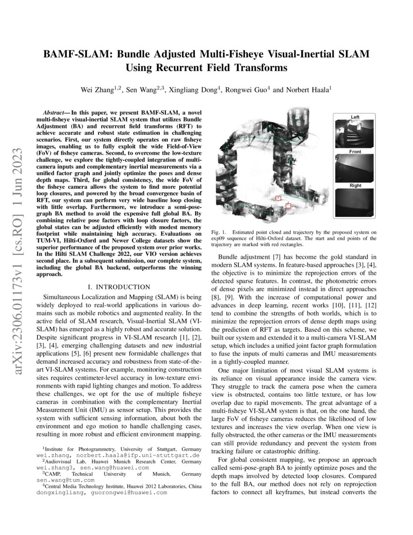BAMF-SLAM: Bundle Adjusted Multi-Fisheye Visual-Inertial SLAM Using Recurrent Field Transforms ...