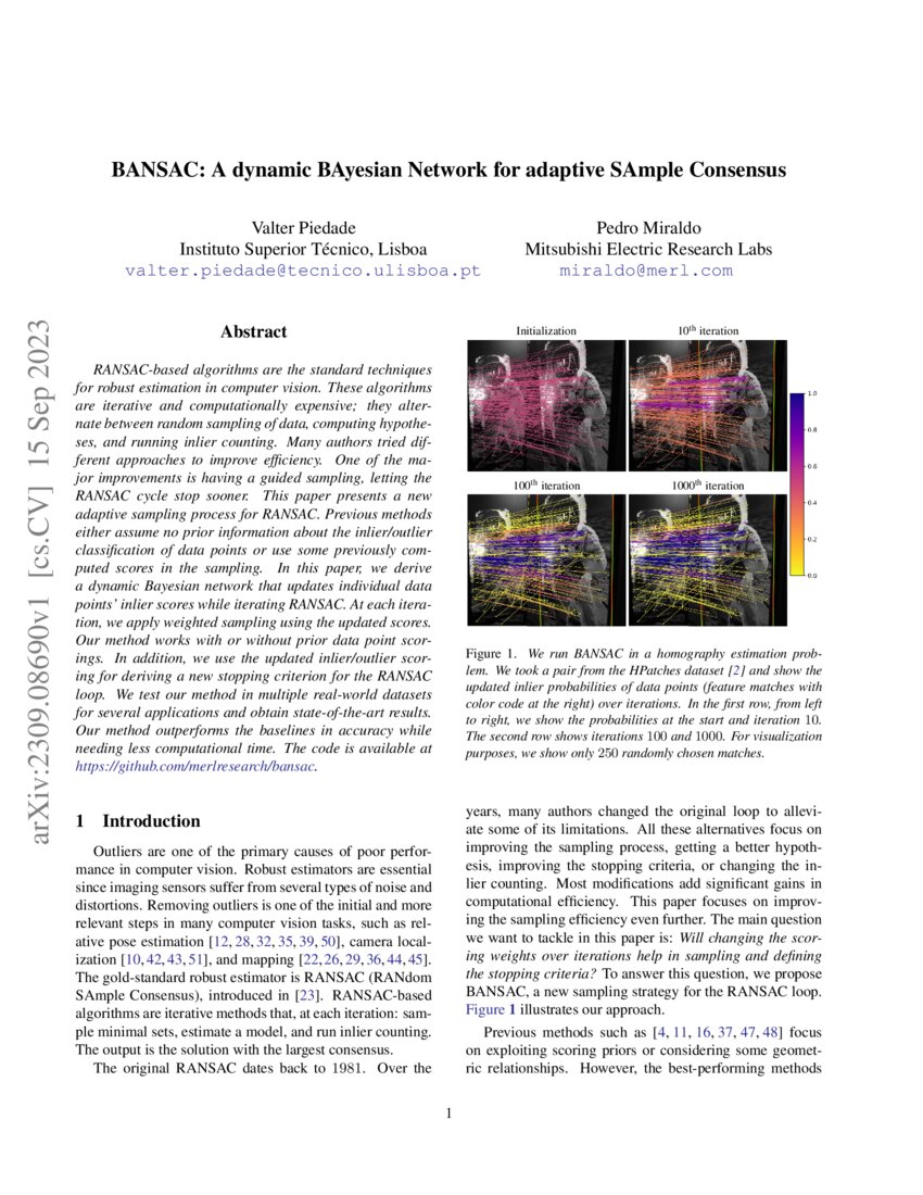 Bansac A Dynamic Bayesian Network For Adaptive Sample Consensus Deepai