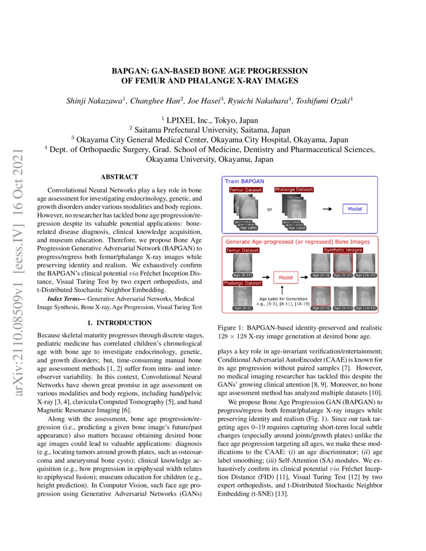 BAPGAN: GAN-based Bone Age Progression of Femur and Phalange X-ray ...
