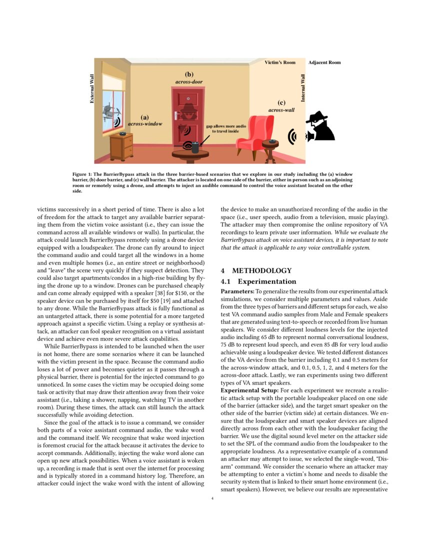 Barrierbypass Out Of Sight Clean Voice Command Injection Attacks Through Physical Barriers Deepai