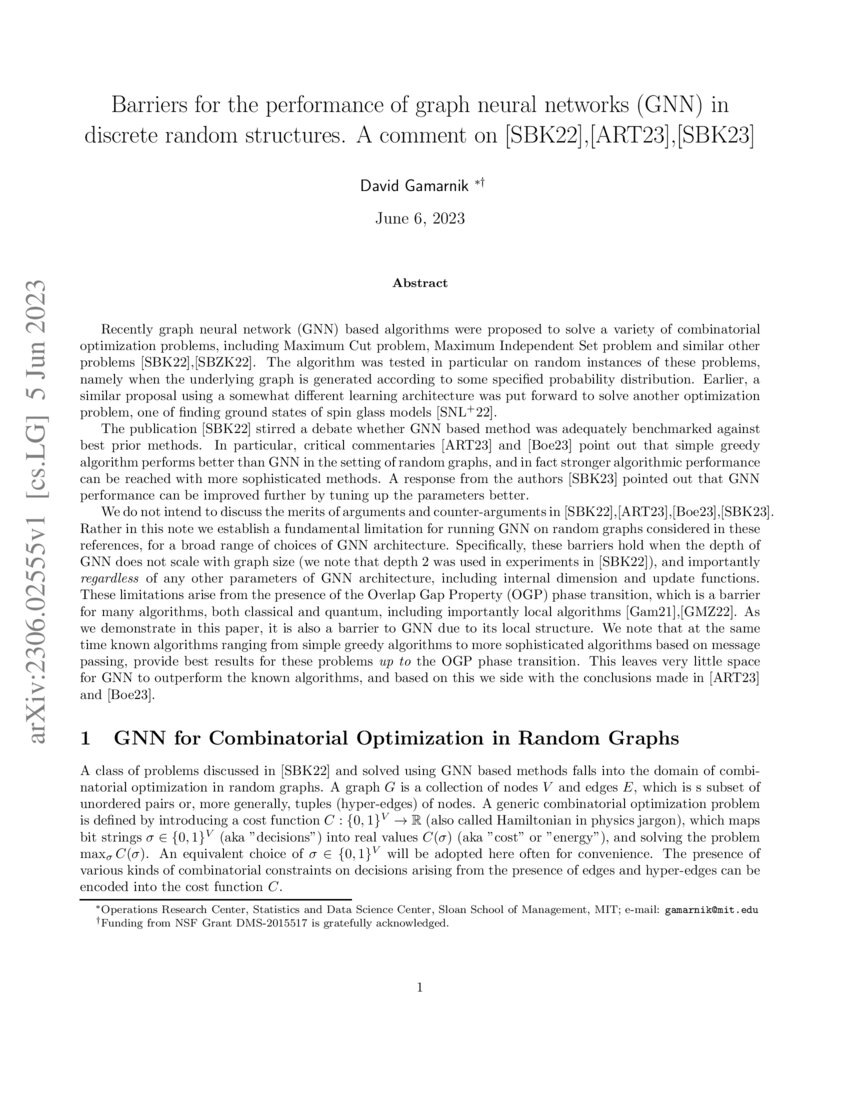 Barriers For The Performance Of Graph Neural Networks Gnn In Discrete Random Structures A 