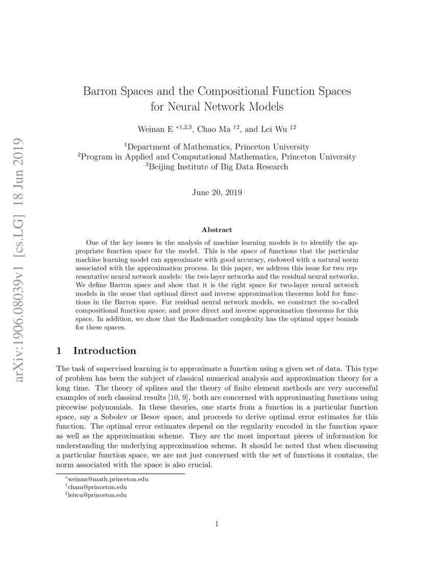 Barron Spaces And The Compositional Function Spaces For Neural Network