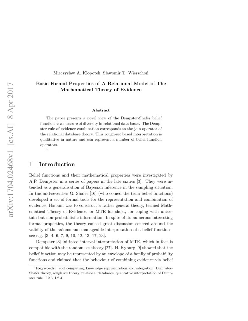 Basic Formal Properties of A Relational Model of The Mathematical ...