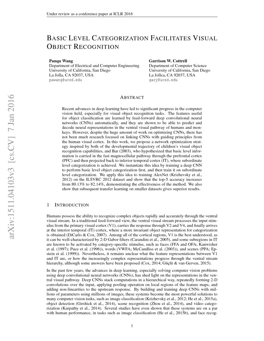 Basic Level Categorization Facilitates Visual Object Recognition Deepai