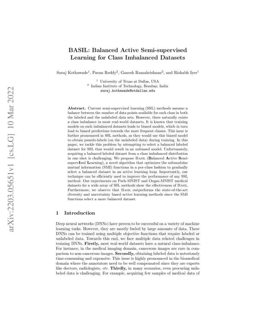 BASIL: Balanced Active Semi-supervised Learning for Class Imbalanced Datasets | DeepAI