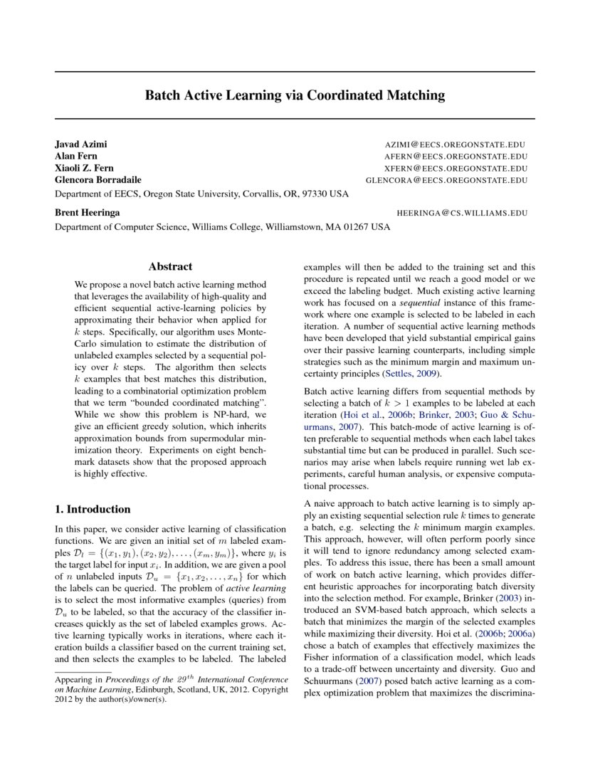 Batch Active Learning via Coordinated Matching | DeepAI