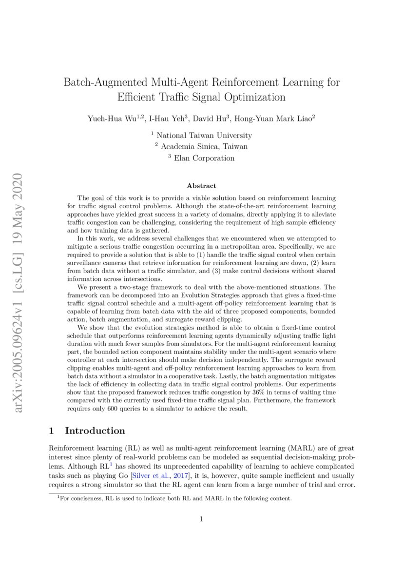 Batch-Augmented Multi-Agent Reinforcement Learning for Efficient Traffic Signal Optimization ...