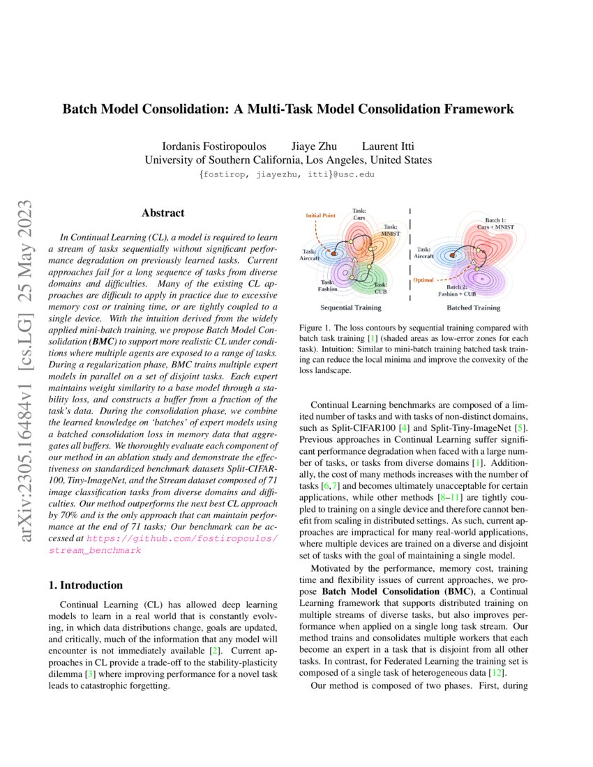 Batch Model Consolidation: A Multi-Task Model Consolidation Framework | DeepAI