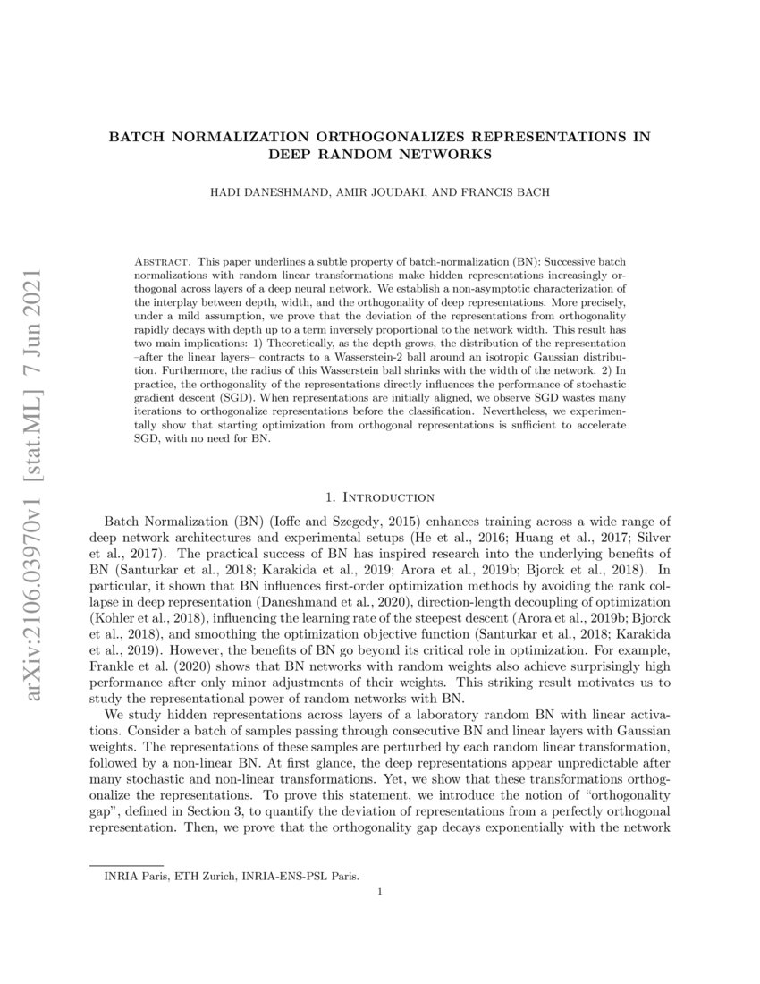 Batch Normalization Orthogonalizes Representations in Deep Random Networks | DeepAI