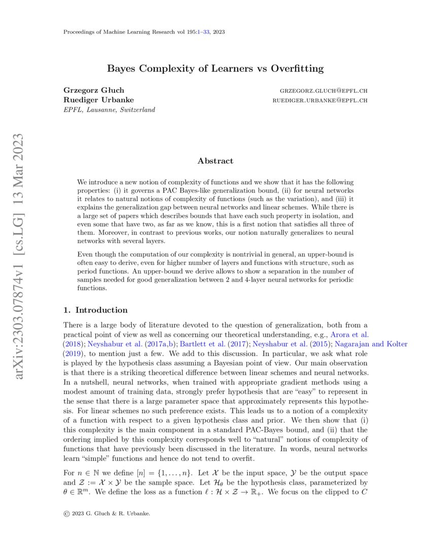 Bayes Complexity of Learners vs Overfitting | DeepAI