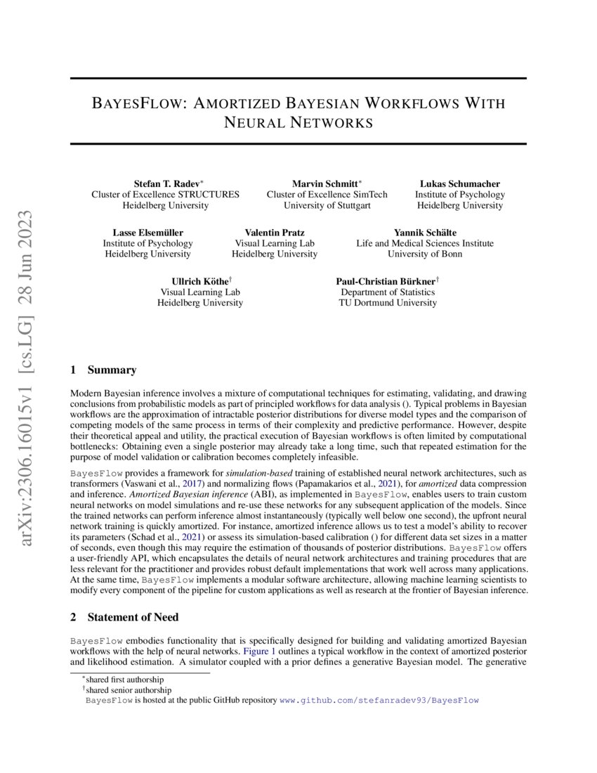 BayesFlow: Amortized Bayesian Workflows With Neural Networks | DeepAI