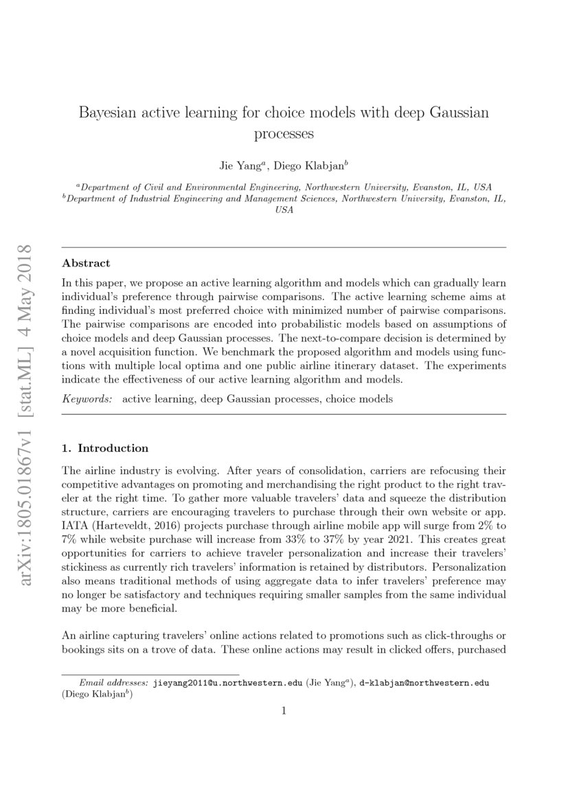 Bayesian active learning for choice models with deep Gaussian processes ... Bayesian active learning for choice models with deep Gaussian processes ...
