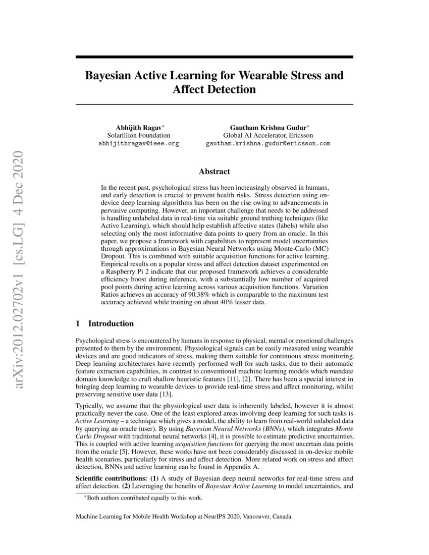 Bayesian Active Learning for Wearable Stress and Affect Detection | DeepAI Bayesian Active Learning for Wearable Stress and Affect Detection | DeepAI